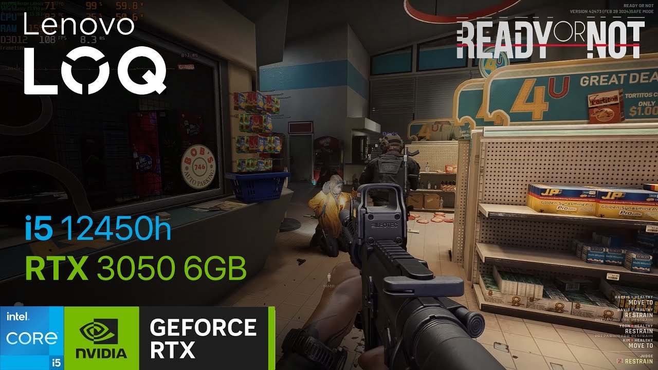 Ready OR Not Benchmark : Lenovo LOQ i5 12450h RTX 3050 6GB | Low-Epic ...