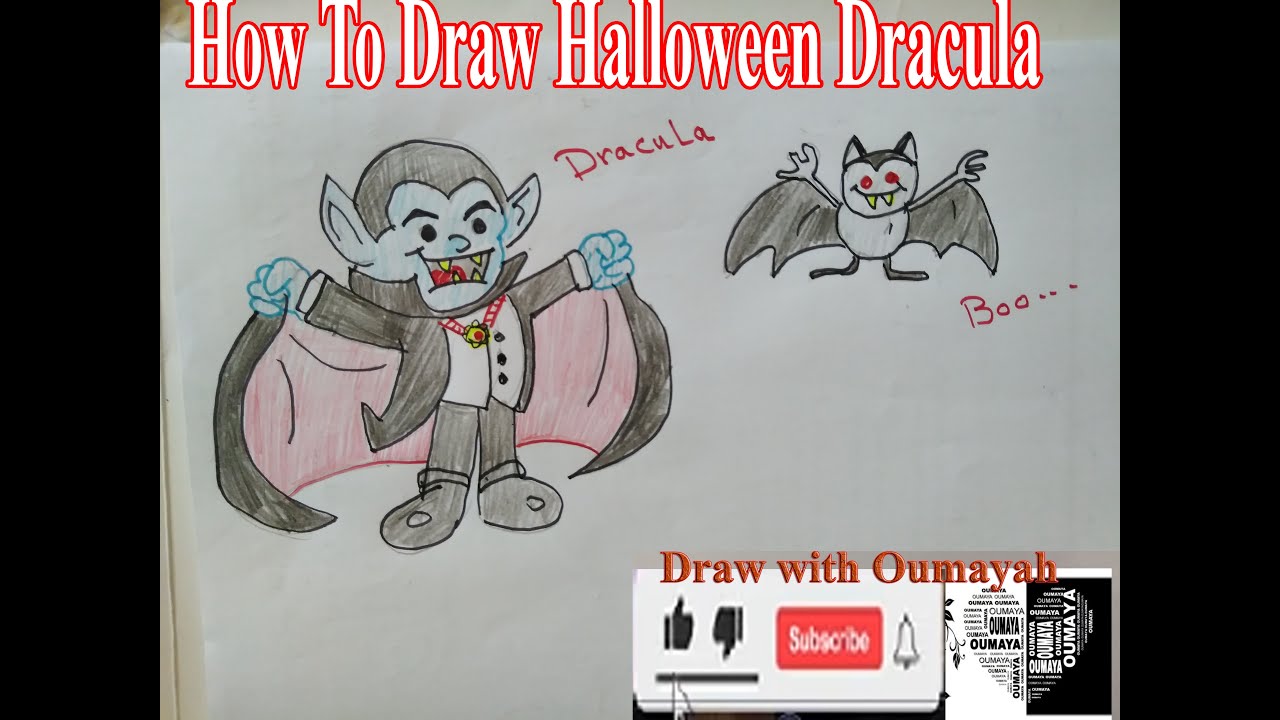 Halloween #how to draw Dracula By steps @draw with Oumayah # رسم ...