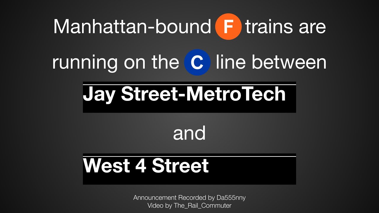 MTA Station Announcement: Northbound (F) Trains via (C) Line - YouTube