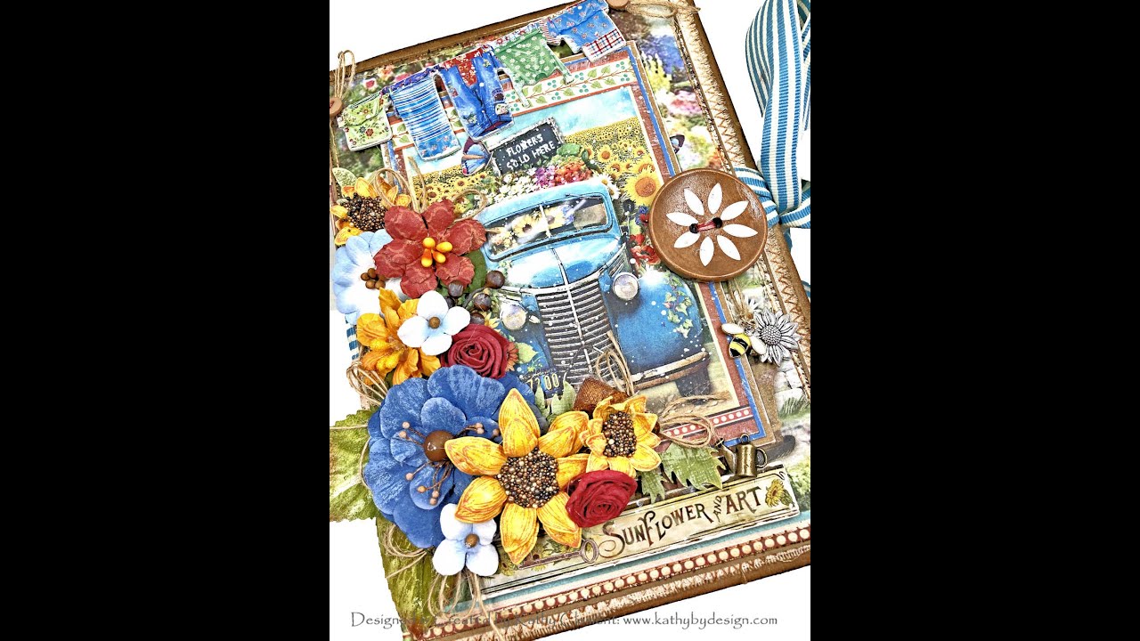 Stamperia Sunflower Art Trifold Folio Tutorial Part 1 - YouTube