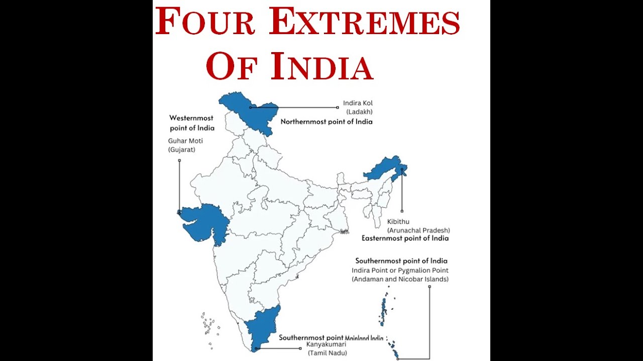 Four extreme points Of India - Geography - YouTube