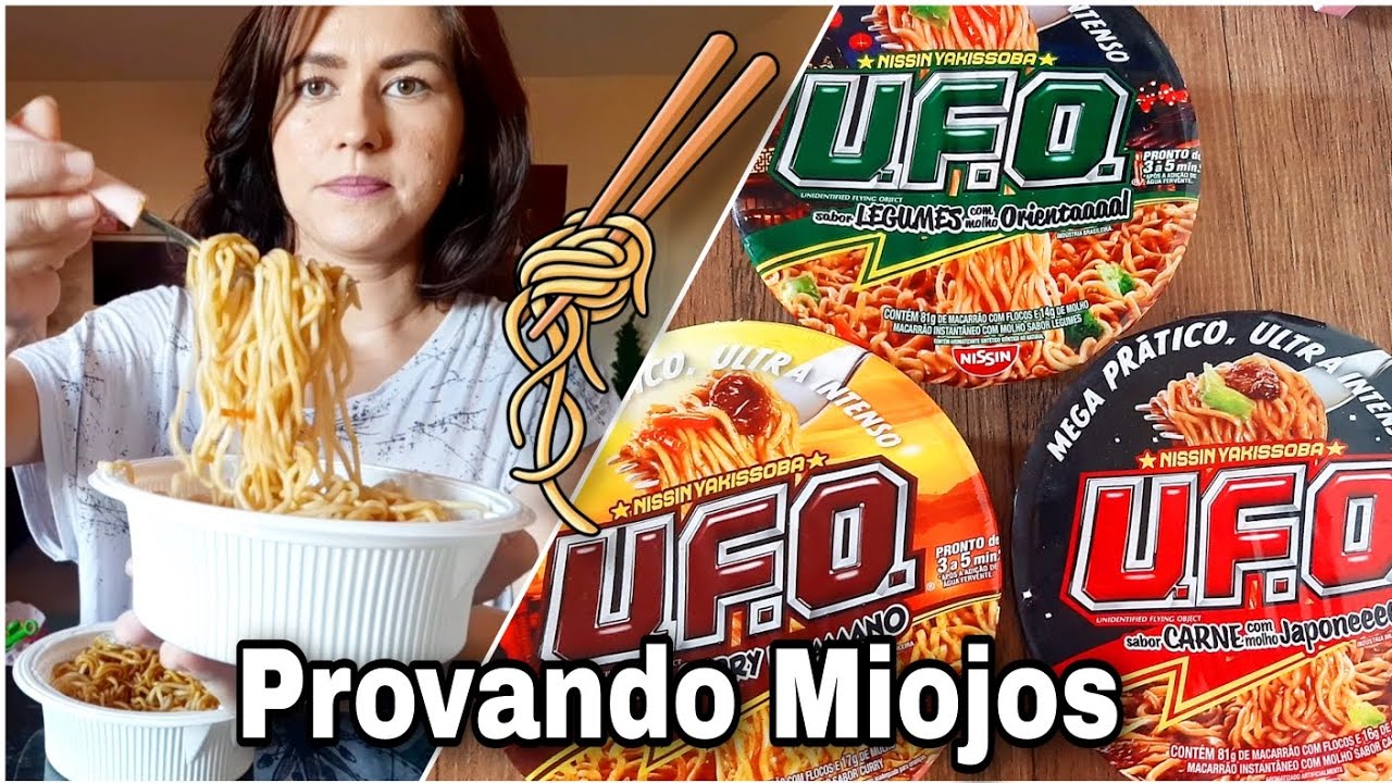 PROVANDO MIOJOS UFO YAKISSOBA NISSIN - CARNE, CURRY E LEGUMES - YouTube