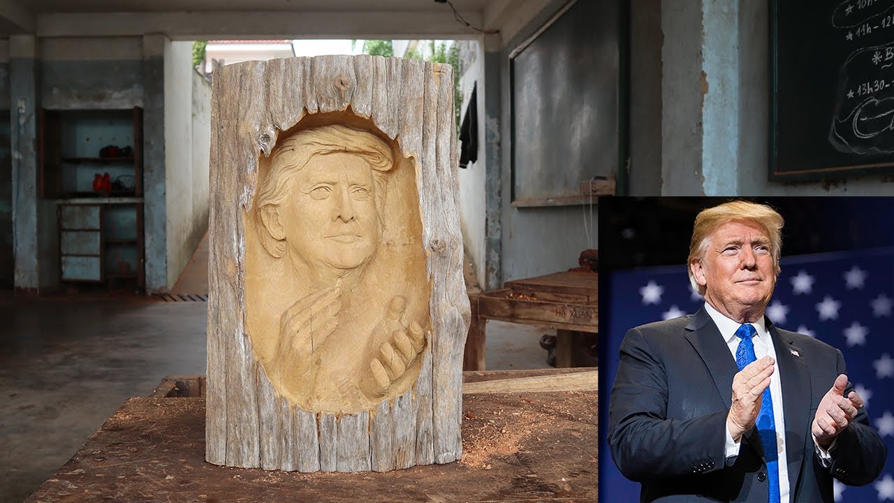 Donald Trump US President Wood Sculpture - Paintings Canvas Prints Art ...