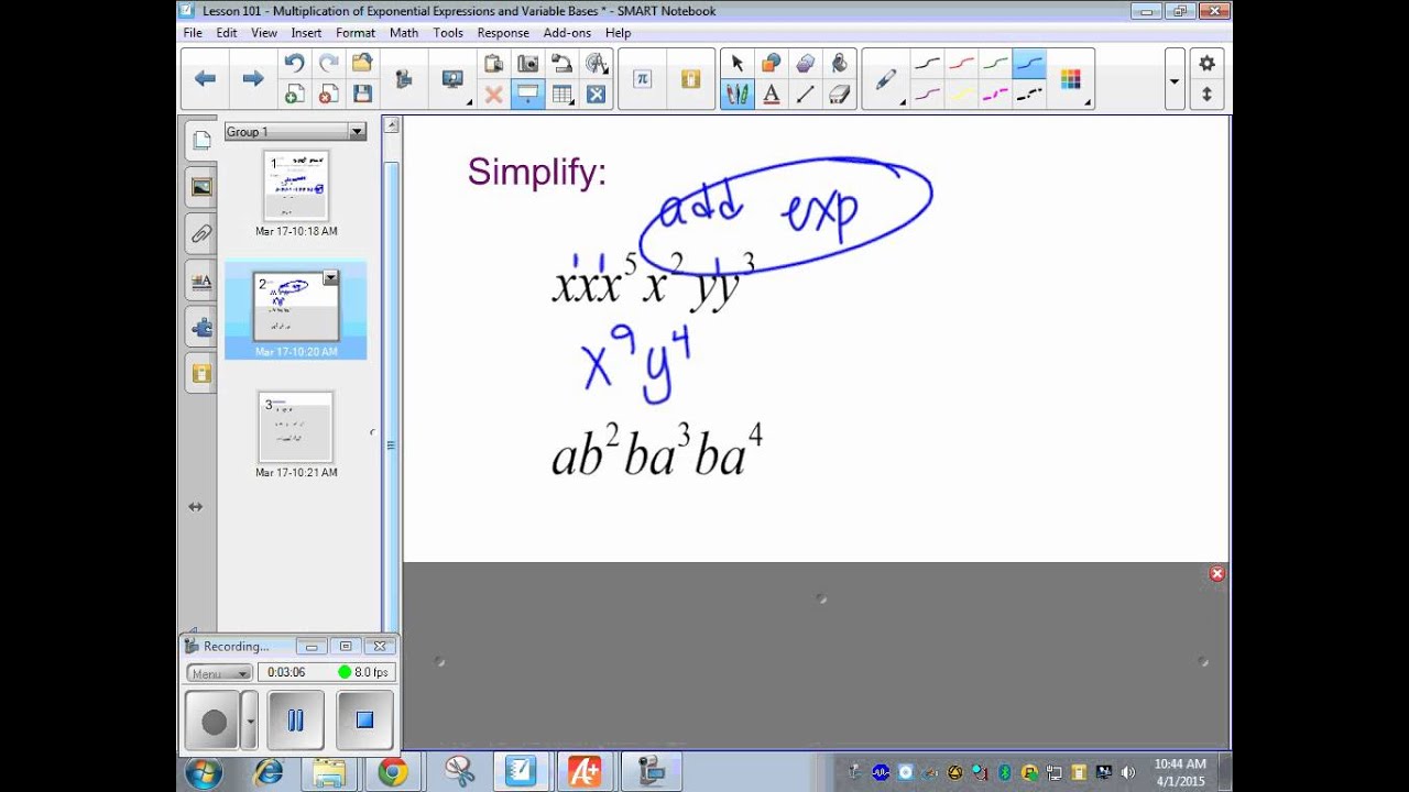 Saxon Pre-Algebra - Lesson 101 - Multiplication of Exponents and ...