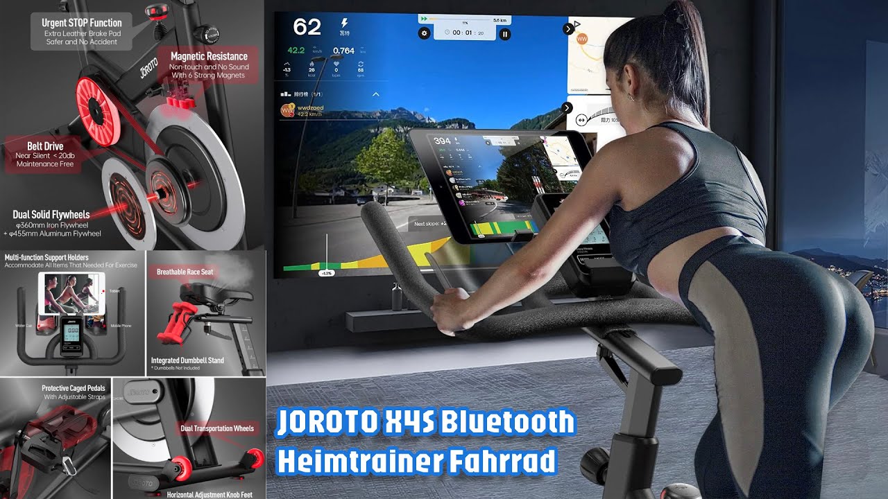 Das JOROTO X4S Bluetooth Heimtrainer-Fahrrad ist ein hochwertiges ...