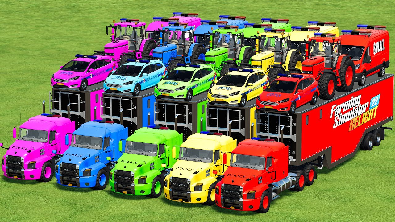 BIG DELIVERING POLICE FORD FOCUS, JOHN DEERE & SWAT FORD WITH MACK ...