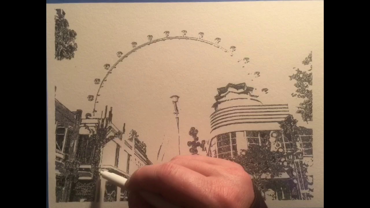 Speed Drawing Linq Las Vegas Strip (Pointallism) - YouTube