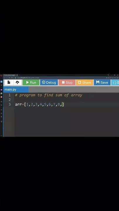 Python Program to find sum of array - part 2 - using sum - YouTube