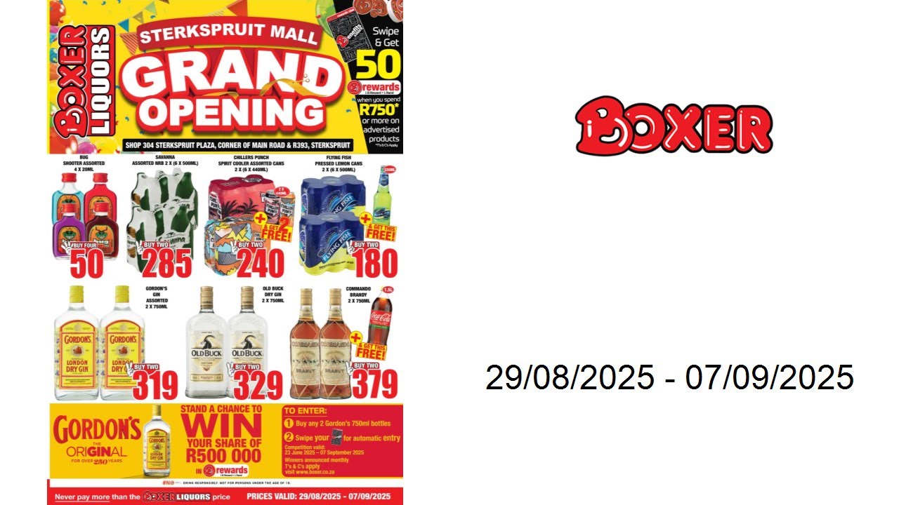 Boxer specials - 29/08/2025 - 07/09/2025 - Sterkspruit Mall Liquor ...