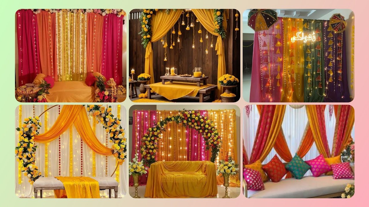 Mehndi Decoration Ideas At Home / Easy And Beautiful Backdrop Ideas ...