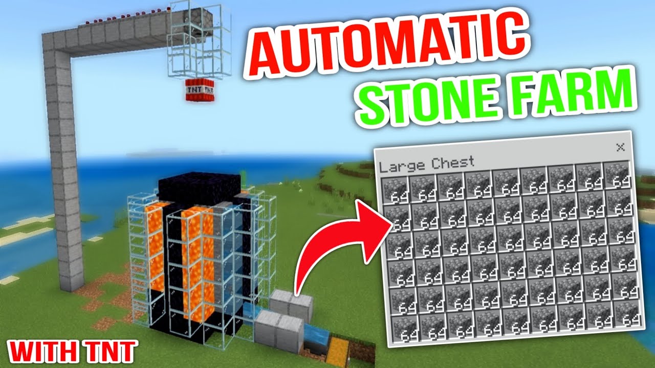 EASY Automatic STONE Farm Tutorial in Minecraft Bedrock & Pe 1.20! (With TNT) - YouTube