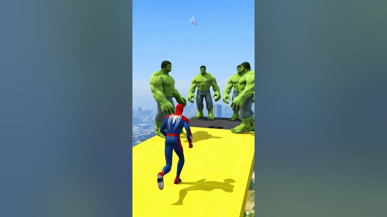 GTA V Spiderman vs Hulk crazy epic water ragdolls Bike jump fails epi ...