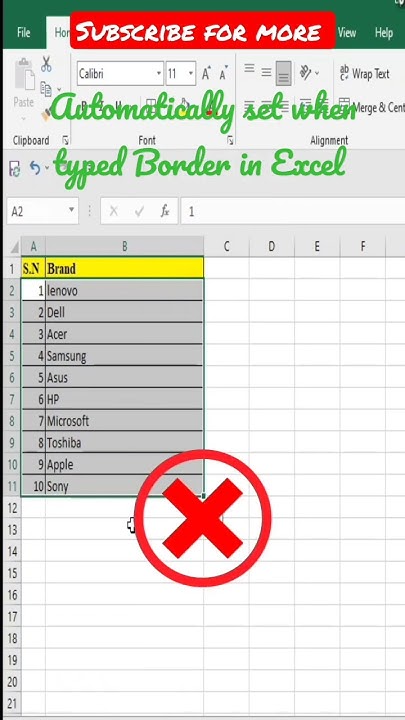 Automatically Set Border in Excel Row when anything is typed in cell in Excel #shorts # ...