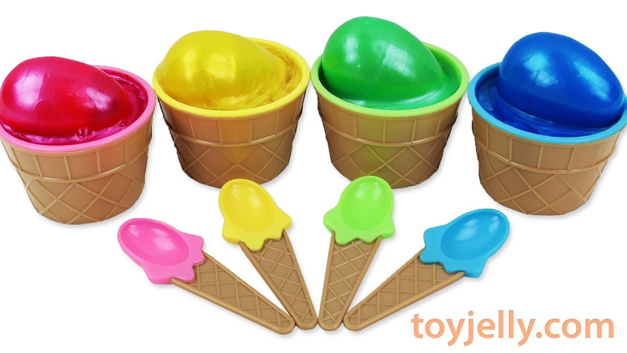 Learn Colors Clay Slime Ice Cream Cup Surprise Egg Baby Toys Play Doh ...
