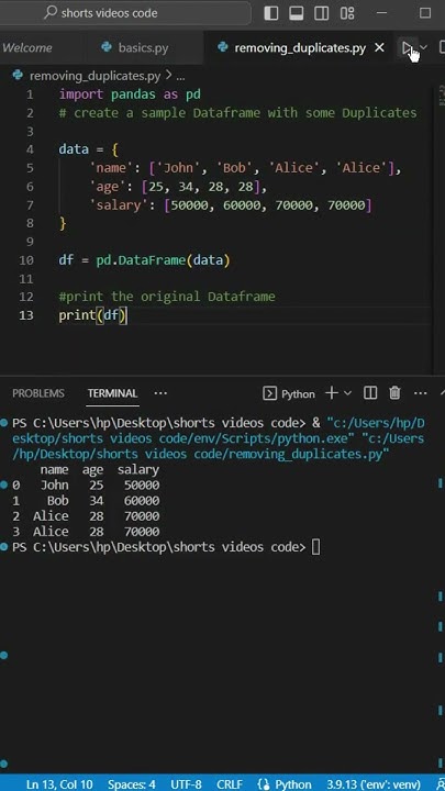 Remove duplicate records from dataset using python | Data Cleaning - YouTube