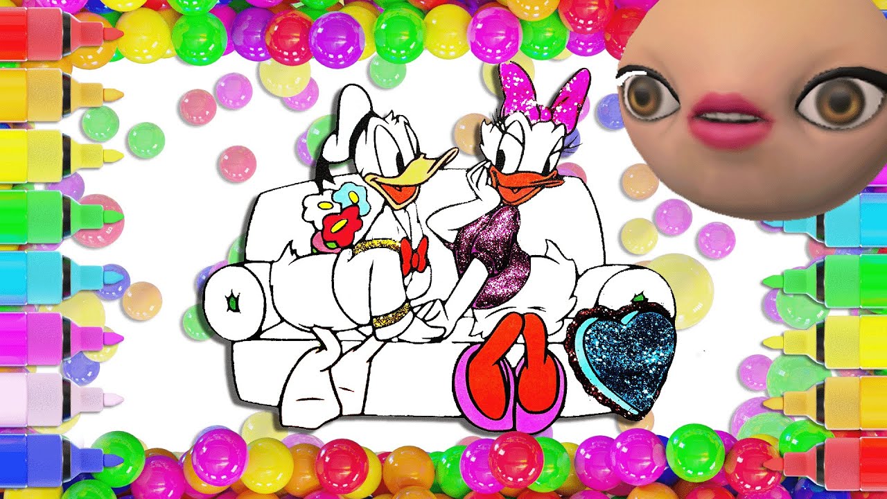 🦆Shiny Disney characters coloring🦋 Amazing Daisy Duck and her boyfriend Donald Duck 🍀 - YouTube
