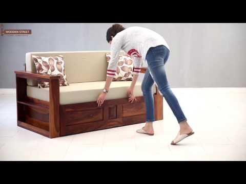 Sofa Cum Bed – Shop Riota Sofa Cum Bed With Storage online in Honey Finish @ Wooden Street