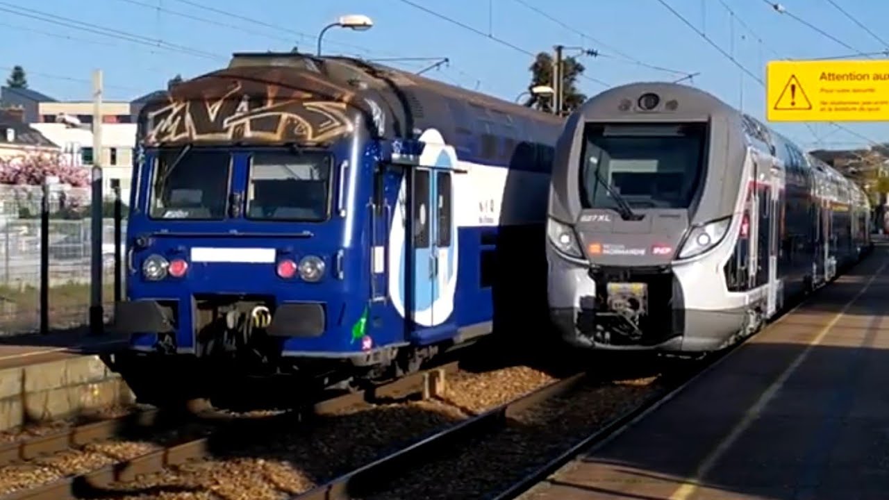 Arrivées simultanées d'un Transilien et d'un Omneo à Vernon-Giverny ...