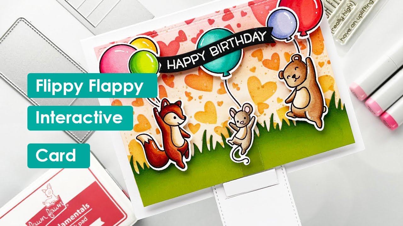 Interactive Birthday Card | Lawn Fawn Flippy Flappy - YouTube