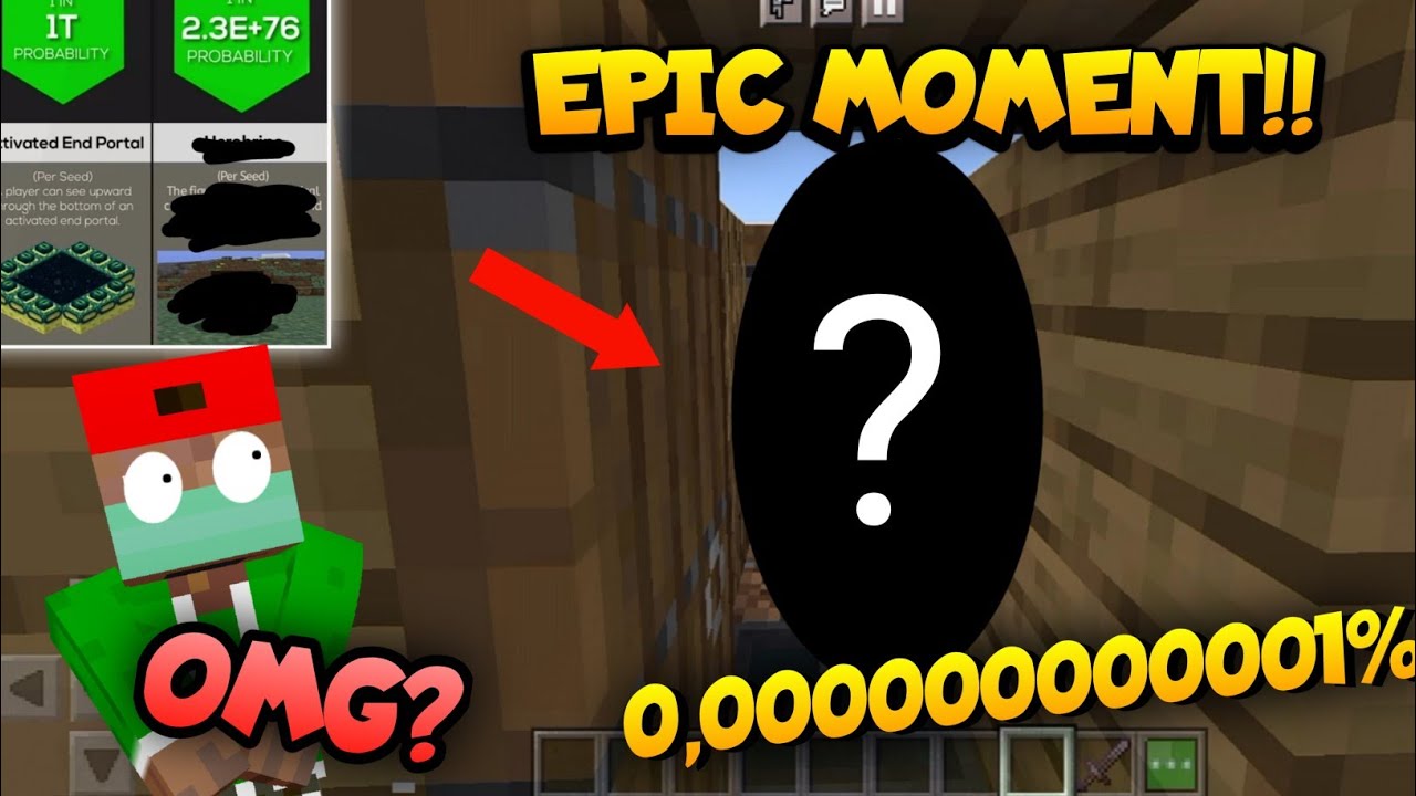 Minecraft Epic Moment - Probably 0,000000001% 😱😱😱😱 - YouTube