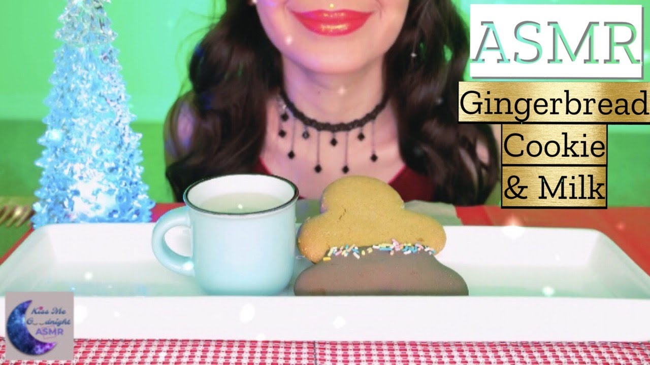 ASMR - 🎉🎁 Gingerbread Cookie & Cup of Milk - New Year (Eating/Drinking ...