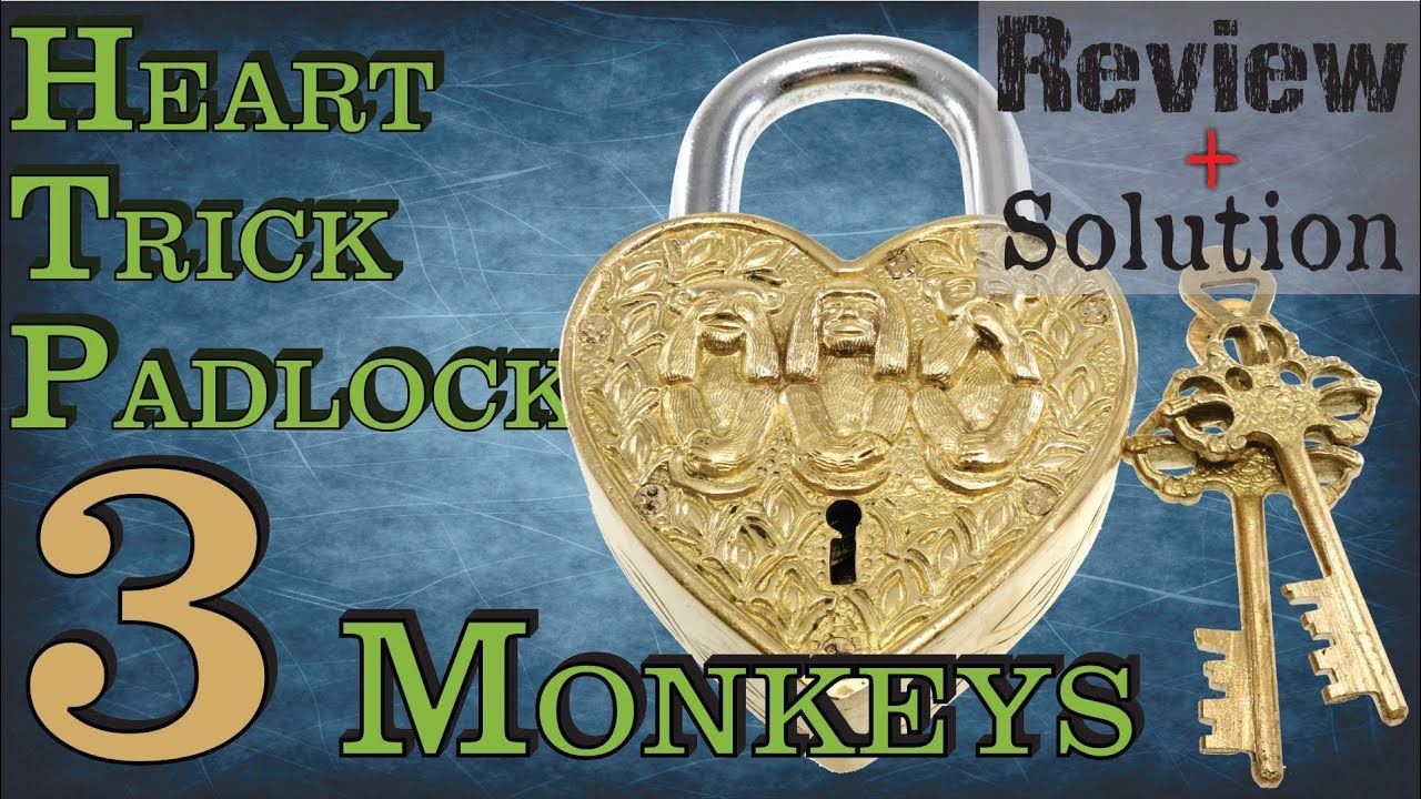 HEART PADLOCK - 3 MONKEYS - Trick Lock from Puzzle Master - YouTube