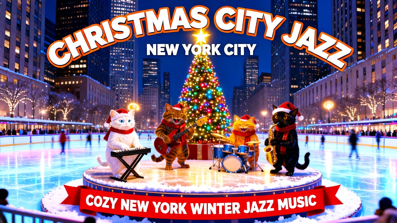 Christmas City Jazz 🎄 New York Christmas Jazz Music with Cat Band for ...