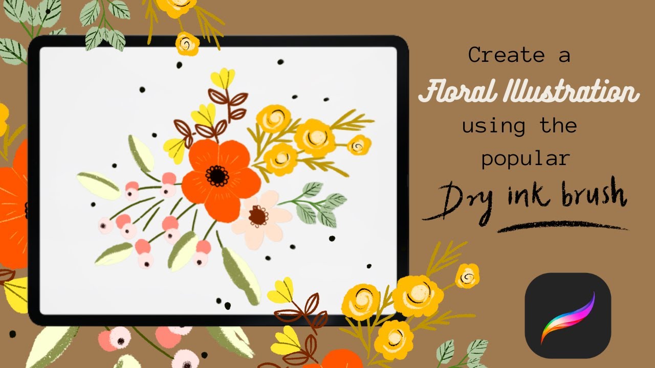 Florals for beginners in procreate | Dry Ink brush - YouTube