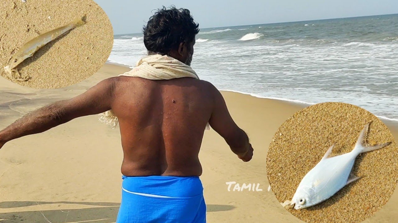 Traditional hand line fishing in the seashore - YouTube