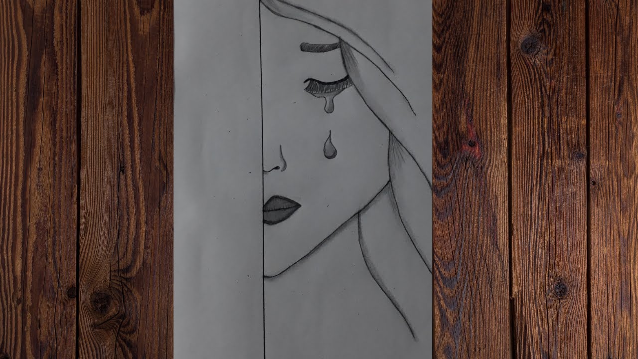 Very Easy Sad Girl Drawing //Drawing A Crying Girl//How To Draw A ...