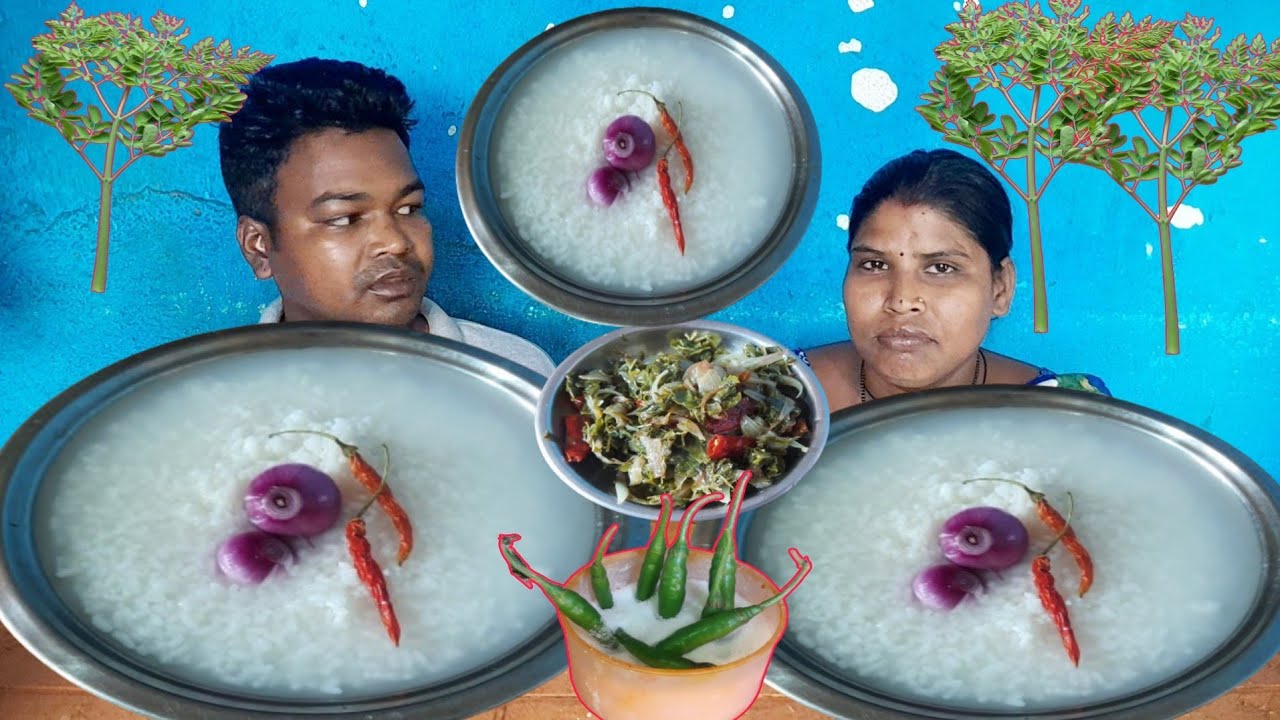 eating show | munga leave cooking | munga saag water rice eating ...