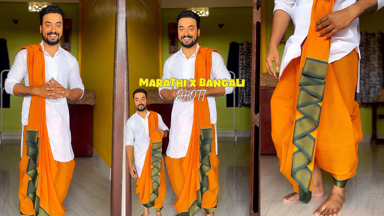 || Marathi x Bangali mix dhoti || How to wear dhoti #dhotidraping # ...