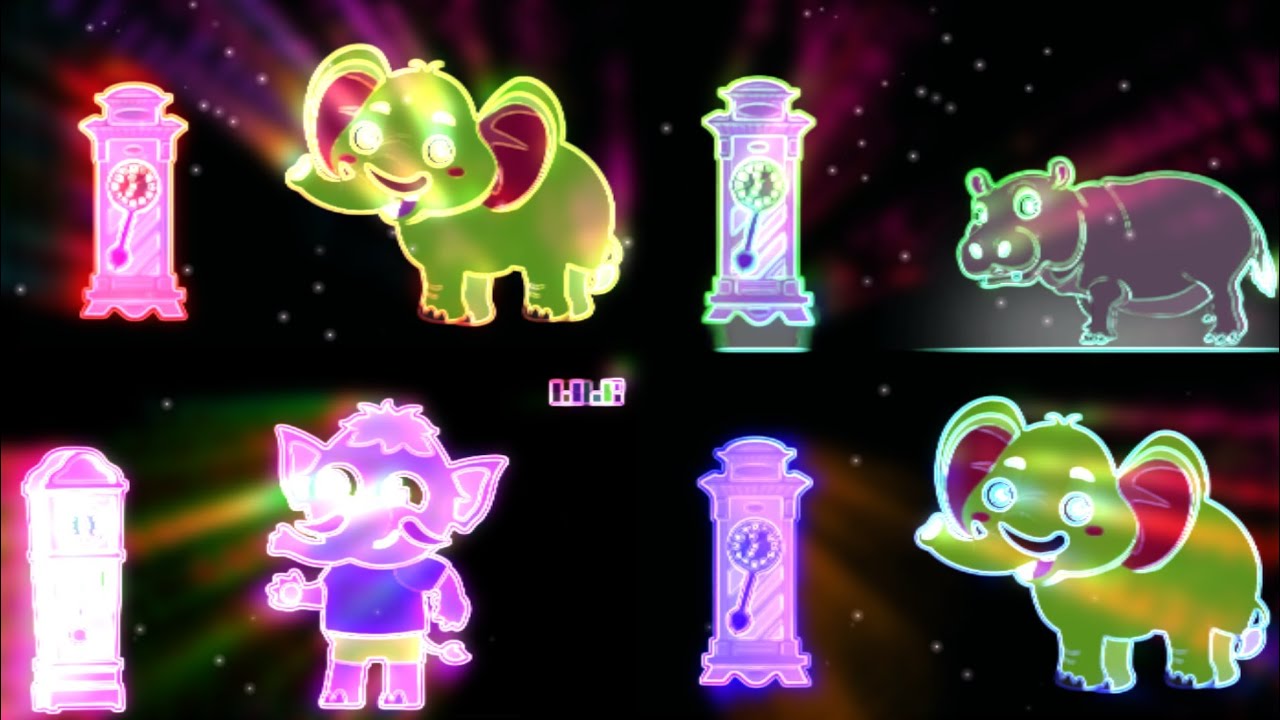 FOUR SET OF ANIMALS BREAK THE CLOCK||HICKORY-DICKORY DOCK - YouTube