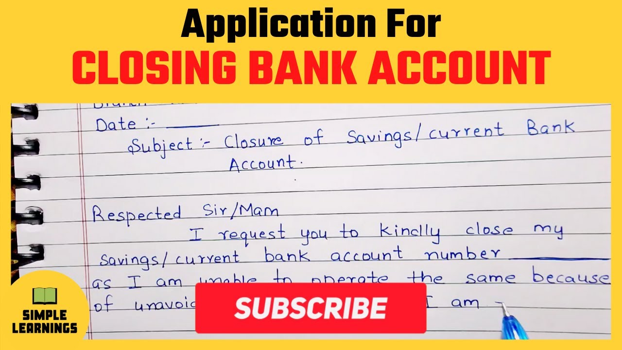 Application For Closing Bank Account Number In English | Hand Written ...