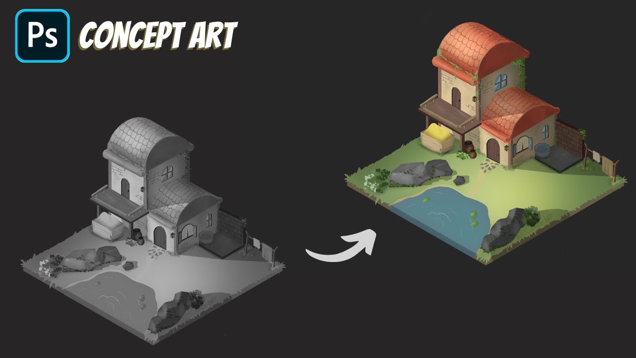 🔥How to paint a concept art in Photoshop - [Timelapse] - YouTube