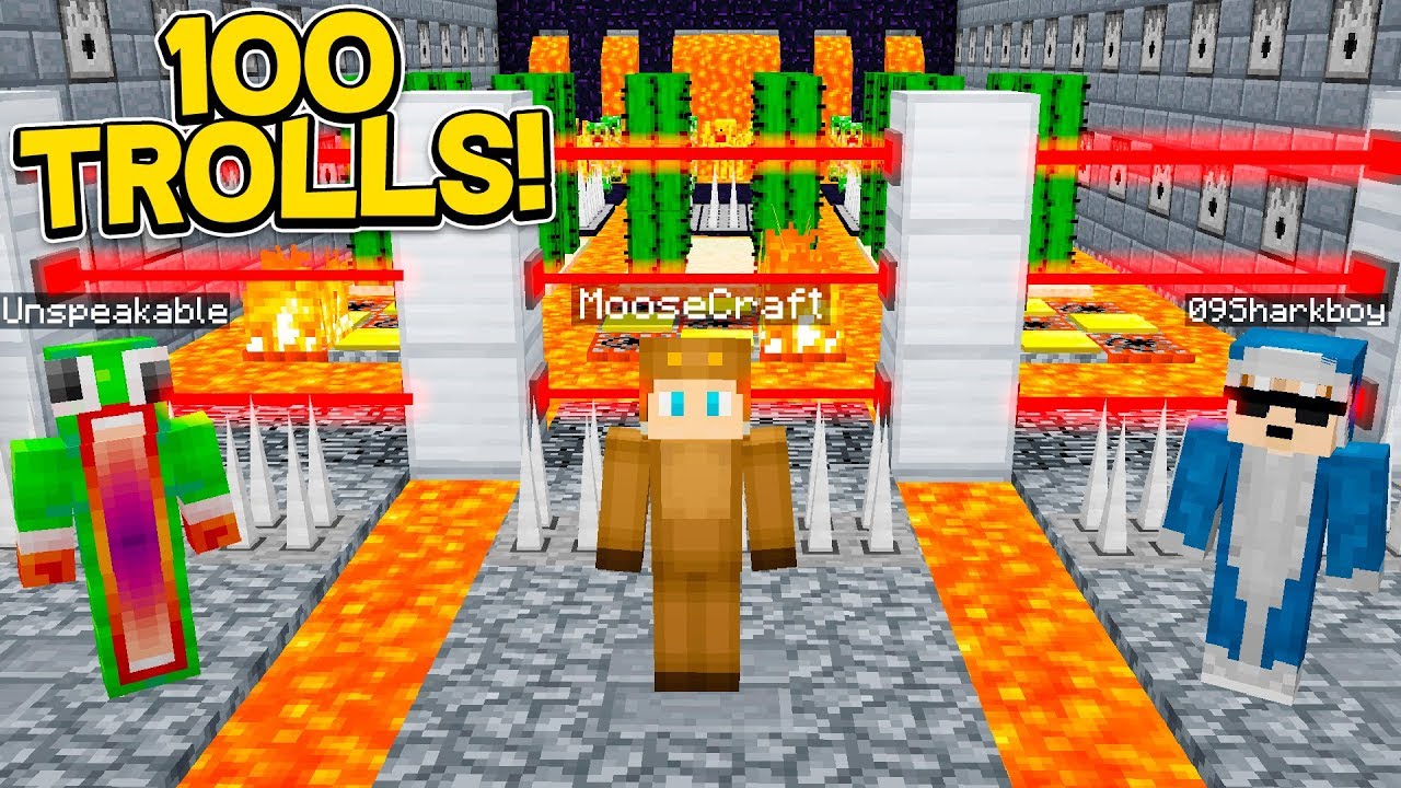 YOUTUBERS VS. 100 TROLLS/TRAPS IN MINECRAFT! (Minecraft Trolling) - YouTube