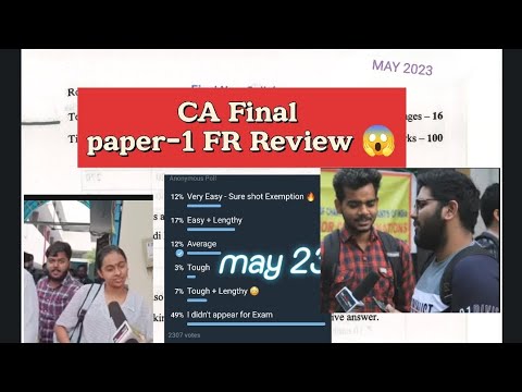 CA Final paper- 1 FR review😱😱... question paper may 2023 #caexams # ...