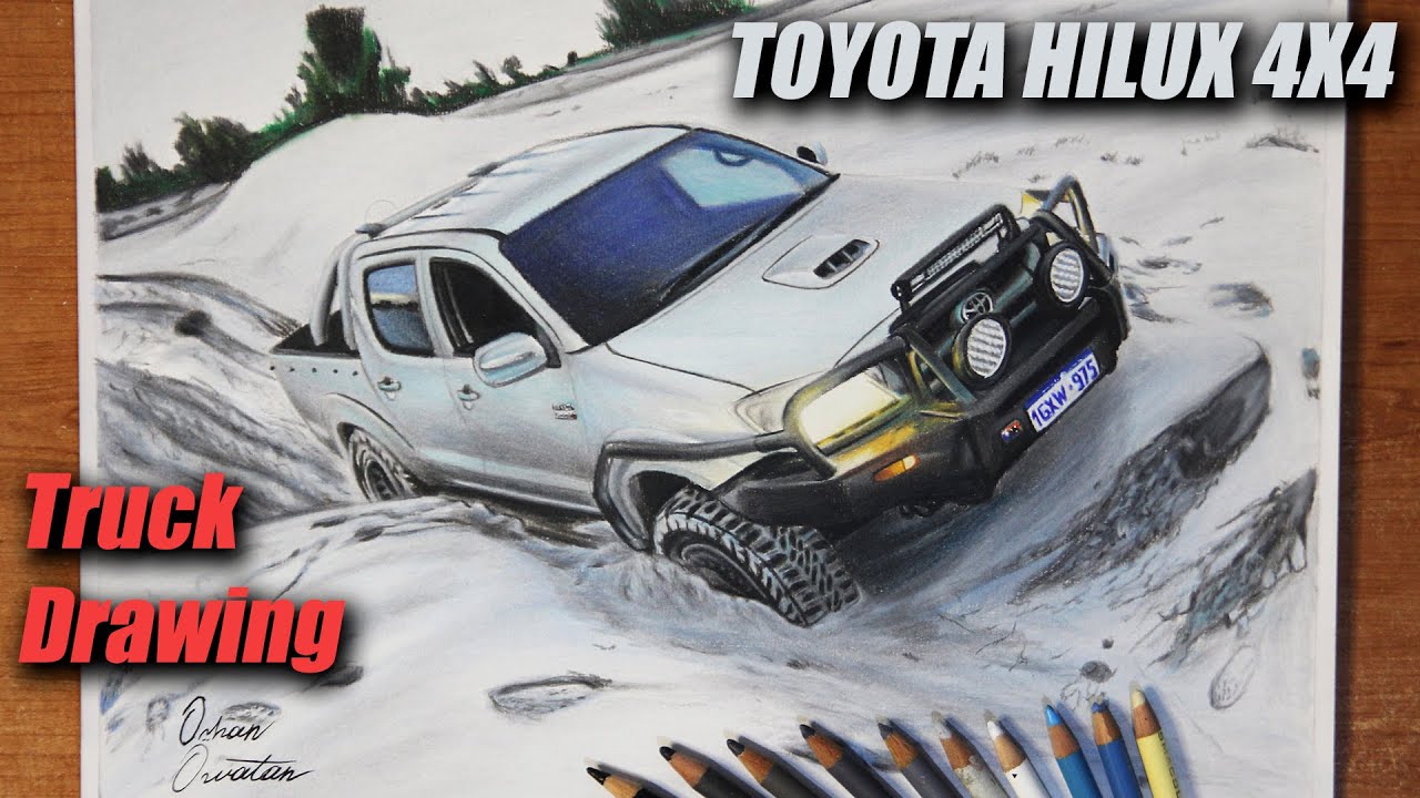 Toyota Hilux 4x4 3.0 D4-D Offroad Truck Drawing - YouTube