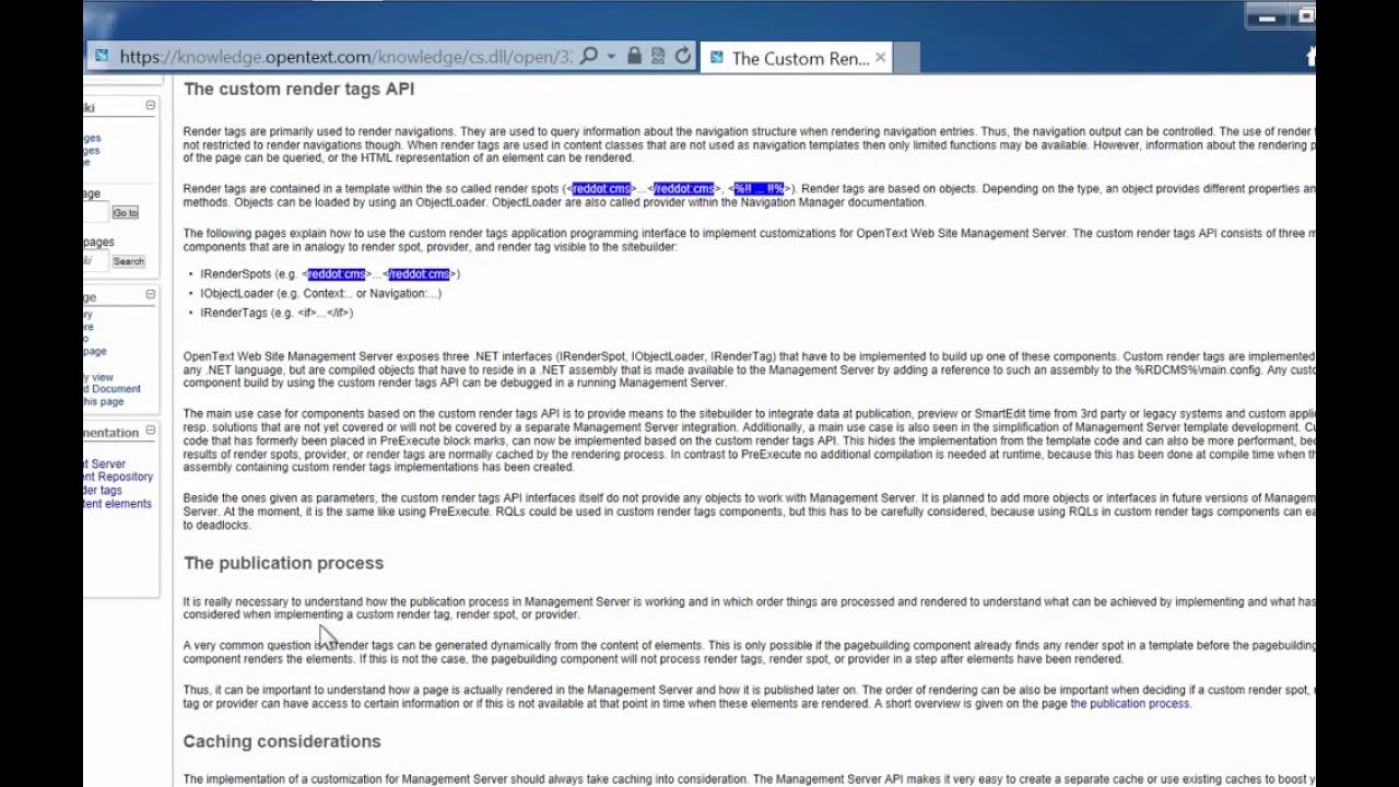 Tutorial: OpenText™ | Web Site Management - Custom Rendertag - YouTube