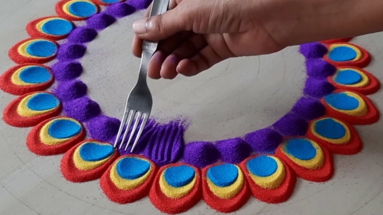 Easy And Unique Sand Rangoli Designs For Beginners | New Kolam Muggulu ...