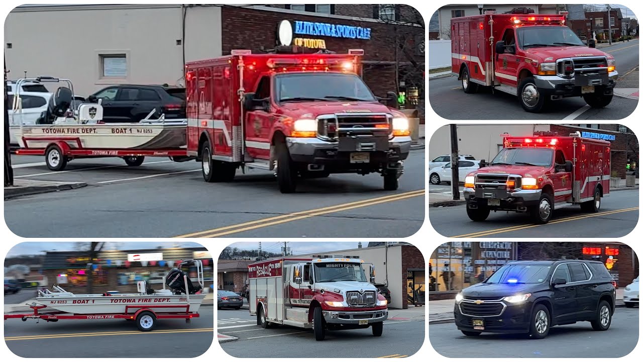 Totowa Fire Dept Squad 4 With Boat 1, Rescue 4, & POV Responding To A ...