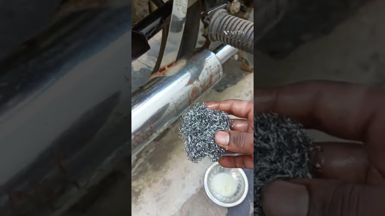 royal Enfield silencer cleaning At Home zero cast Bullet polish Bullet ...