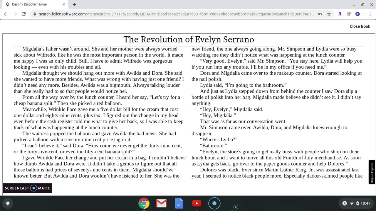 Chapter 2 Part 2 The Revolution of Evelyn Serrano - YouTube