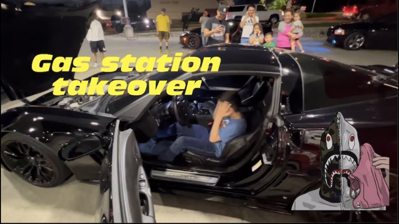 Taking over a gas station / kid REVVING my corvette ! - YouTube