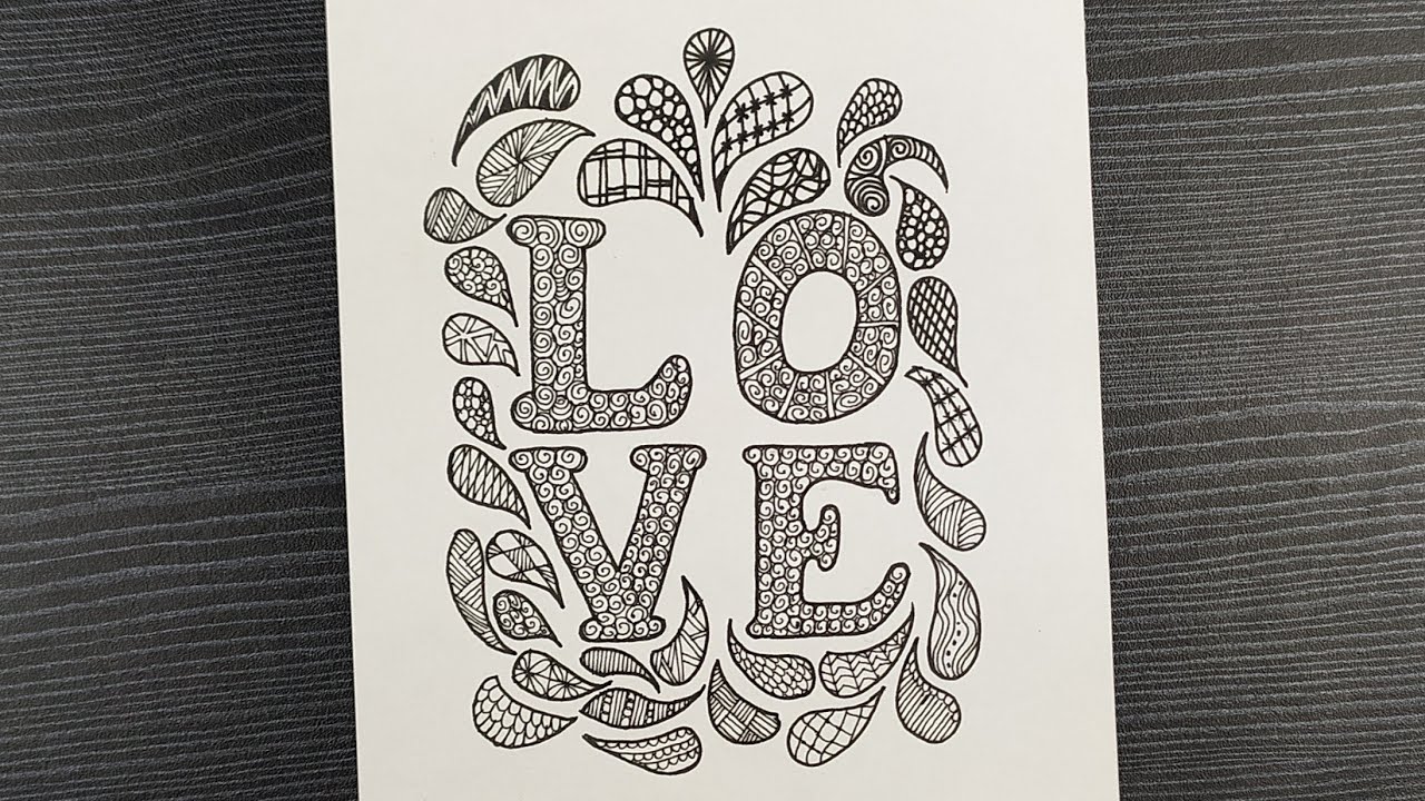 How To Draw Love || Valentines Day Doodle Art || How To Draw Love With ...