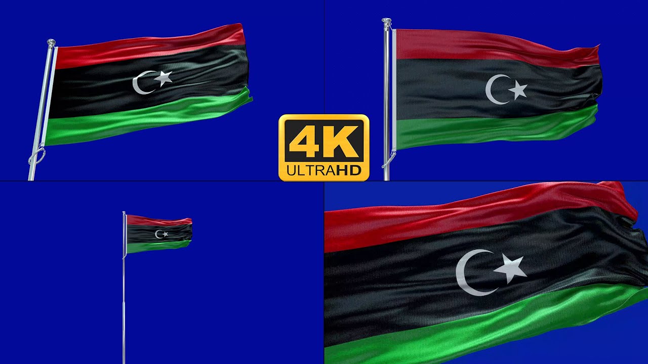 Libya flag green screen 4k - YouTube