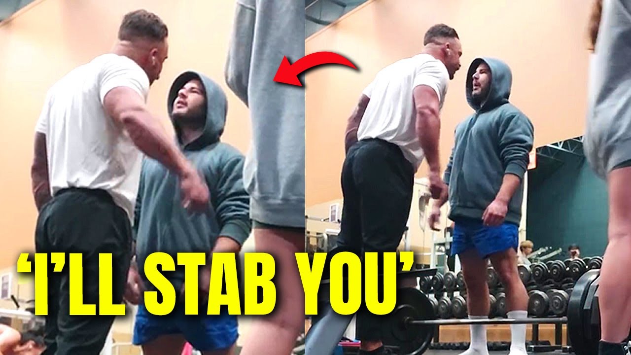Roid Rager Bodybuilder Threatens Powerlifter - YouTube