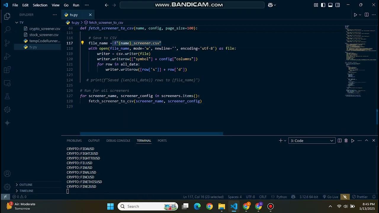 TradingView Screener Scraper in Python | Extract Crypto, Stocks, ETFs using API + Save to CSV ...