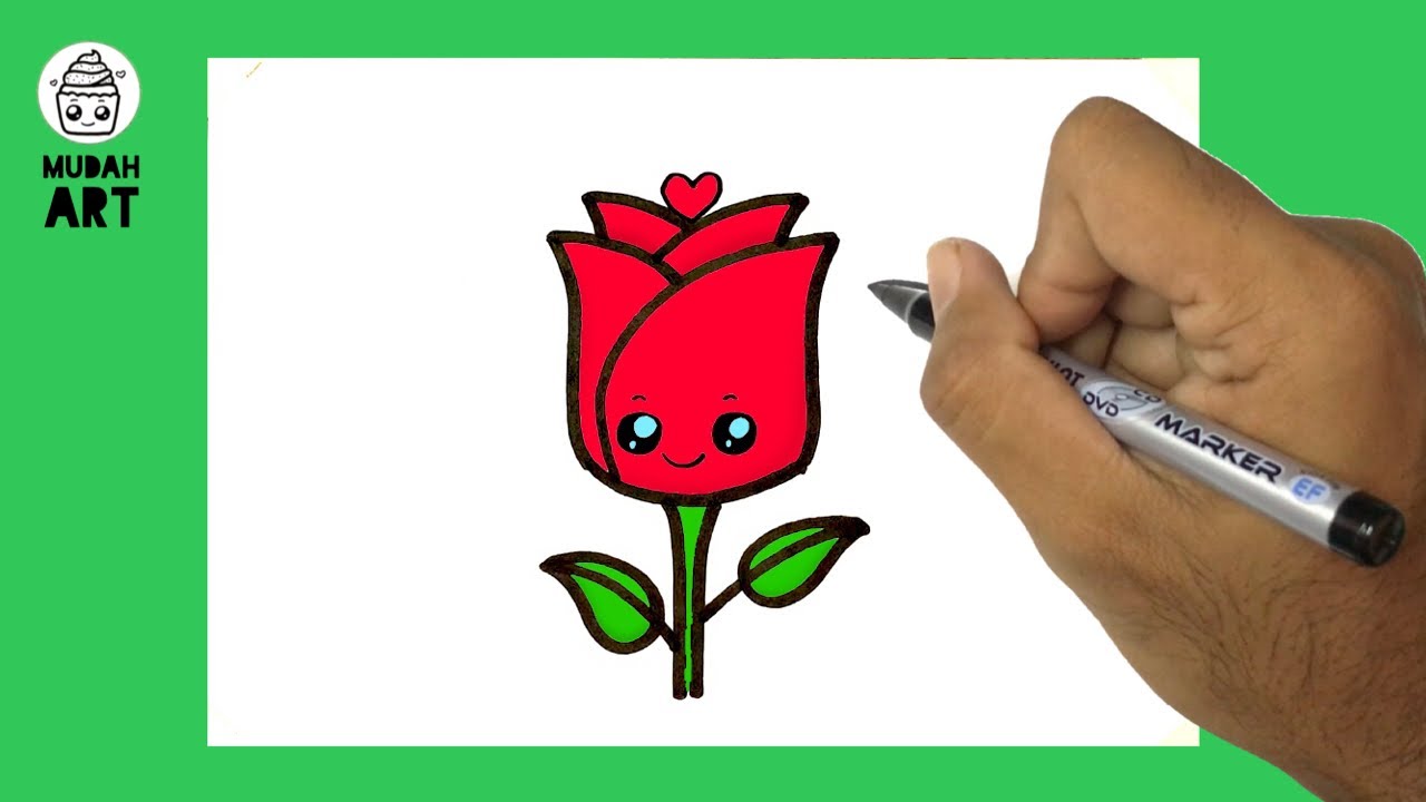 CARA CARA MELUKIS BUNGA ROSE COMEL - YouTube
