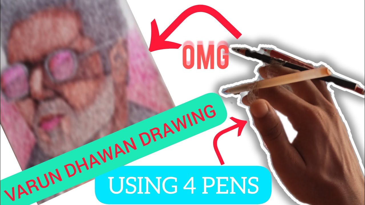 Varun Dhawan Drawing | Drawing Using 4 pens | Scribble Art | Varun ...